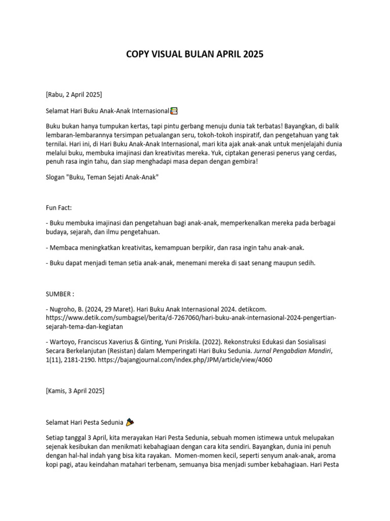 Copy Visual Bulan April 2025 | PDF