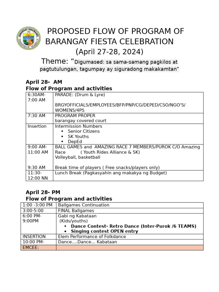 Sample Flow Program Fiesta | PDF