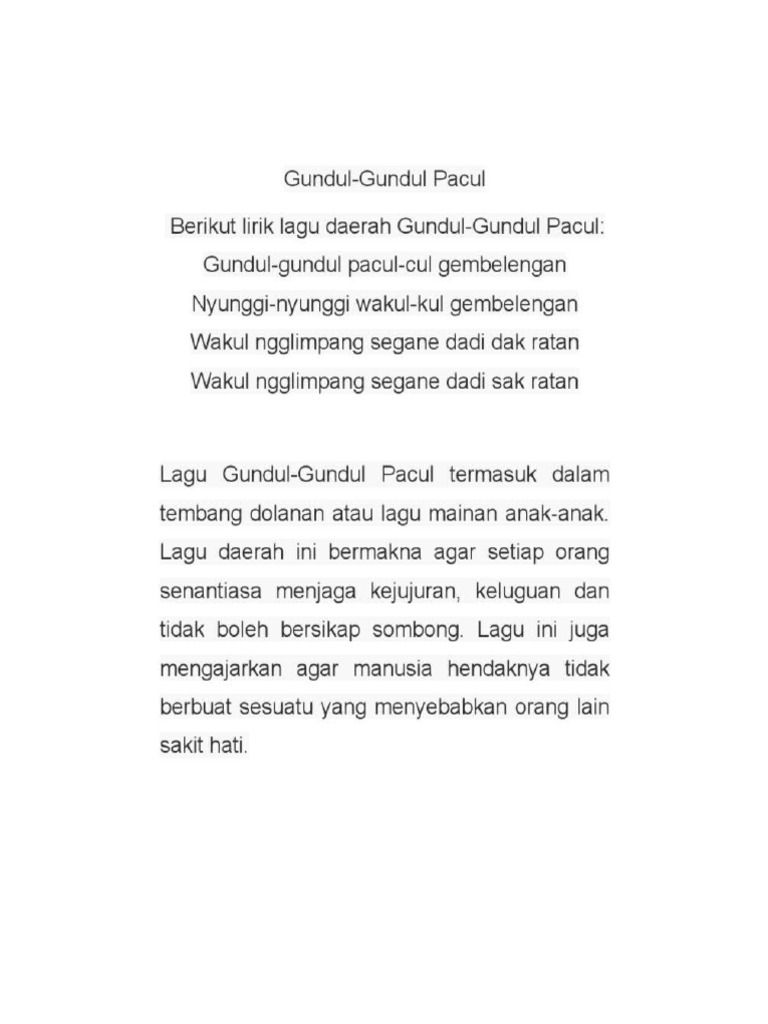 lirik gundul pacul | PDF