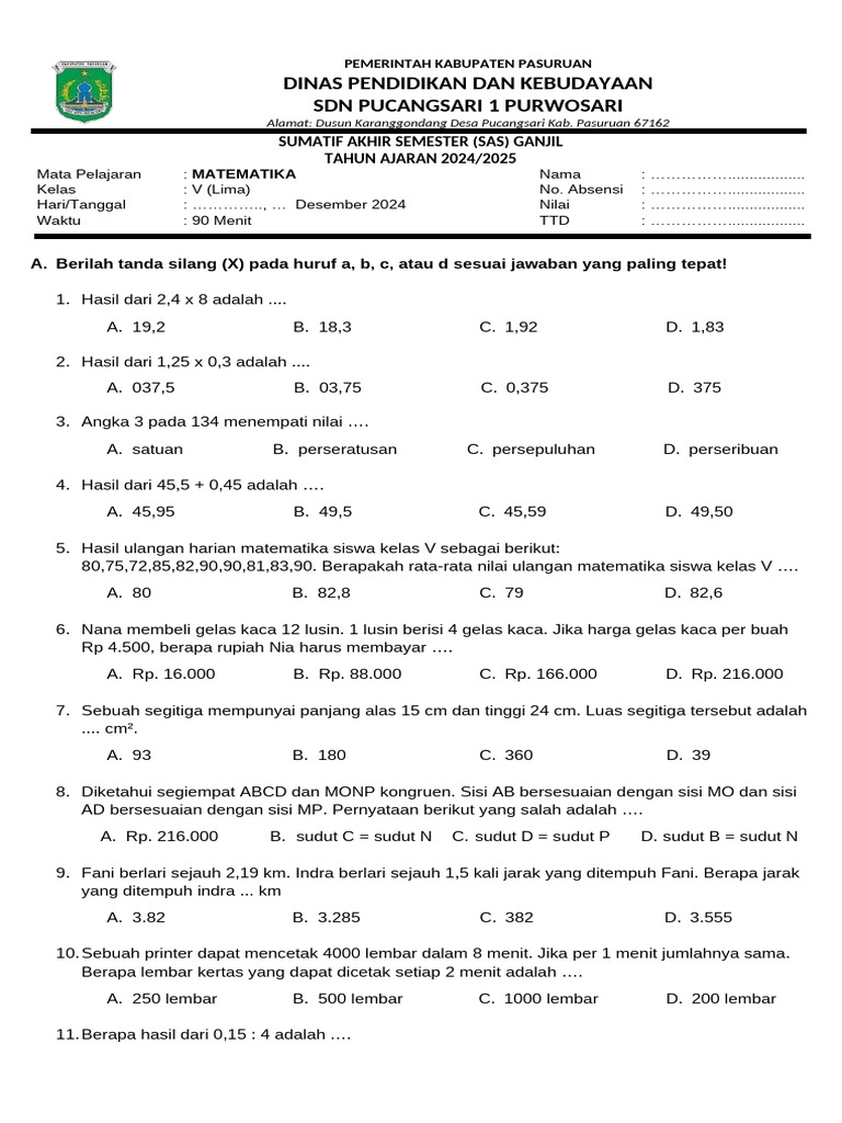 SAS 1 MTK TP. 2024-2025 | PDF