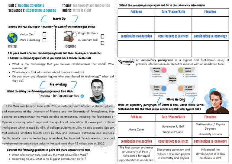 3.Write it Right Worksheet | PDF | Elon Musk | Marie Curie