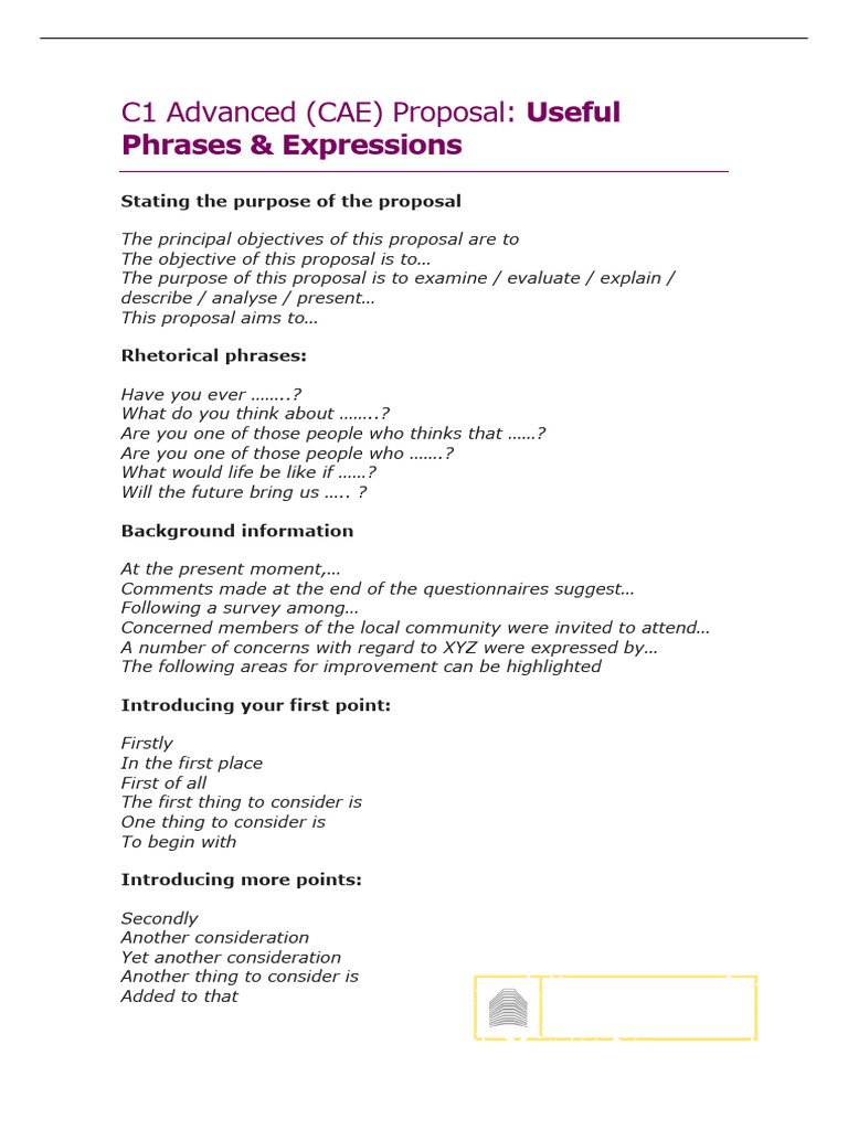 CAE Proposal: Key Phrases & Tips | PDF