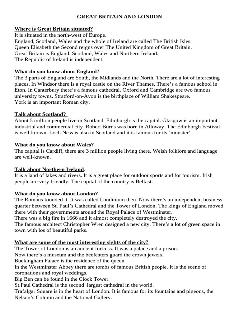 Overview of Great Britain and London | PDF | London | England
