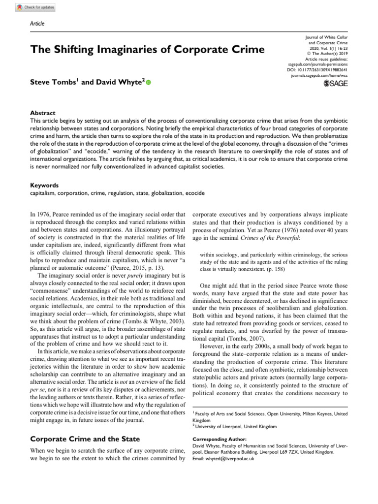 Corporate Crime and State Relations | PDF | Crimes | Crime & Violence
