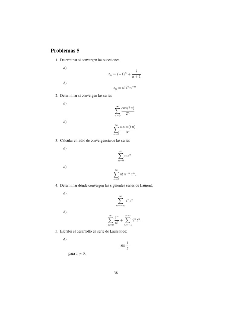 Problemas 5 | PDF | Análisis complejo | Análisis matemático