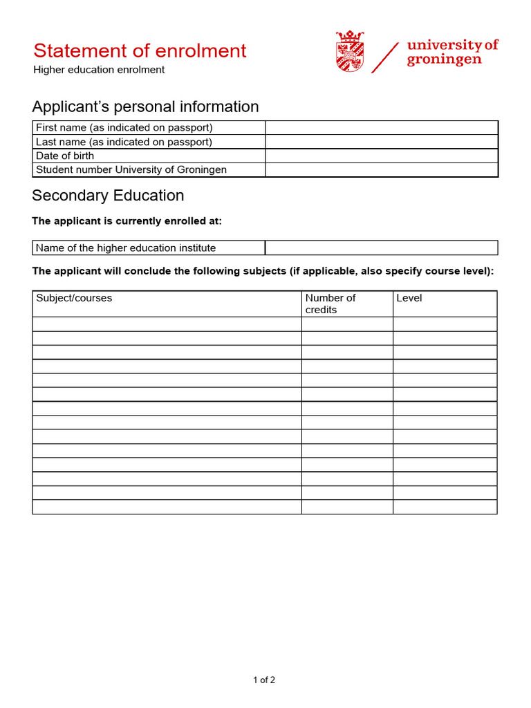 Enrollment Statement for Arshnoor Singh | PDF