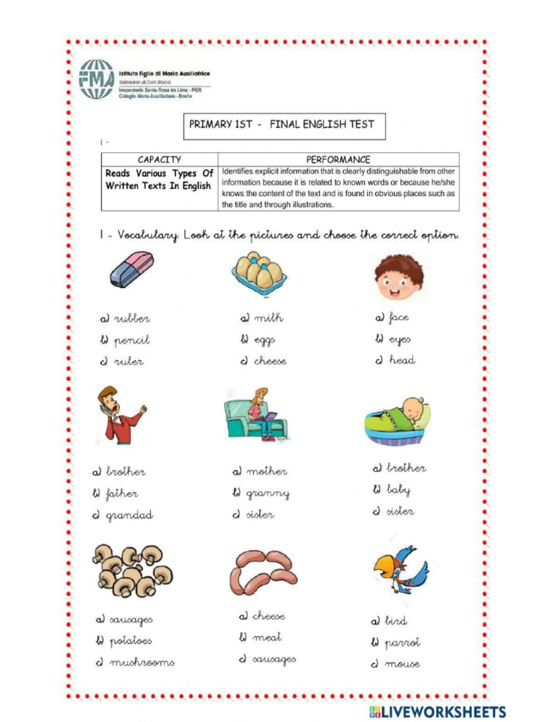 Grade 1 English 1 | PDF