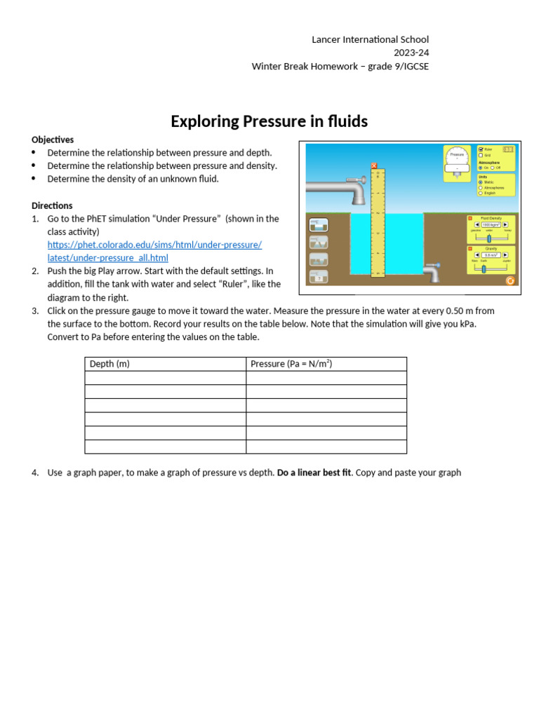 Lab- Exploring Pressure | PDF | Pressure | Gases