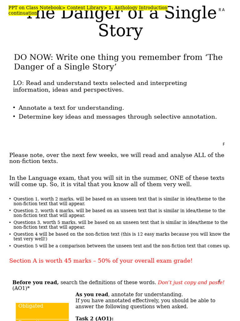 1a. The Danger of A Single Story | PDF | Cognitive Science | Psychology