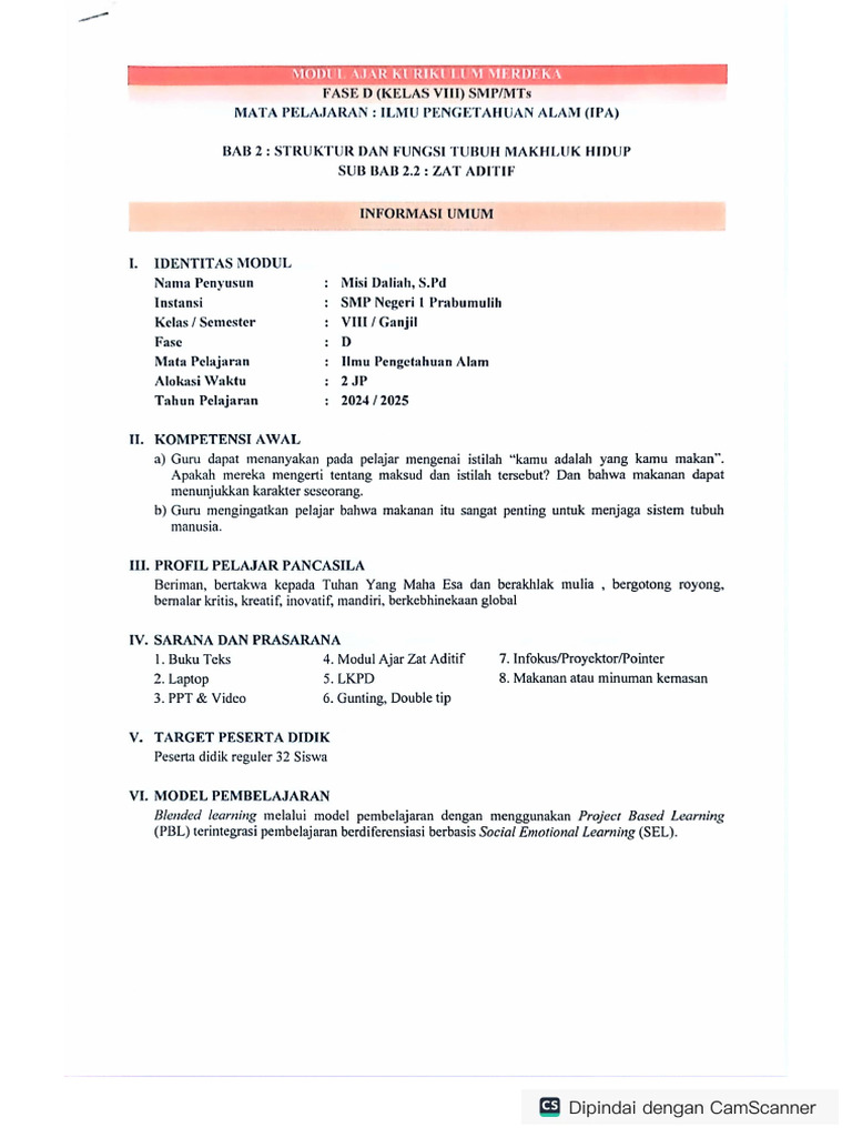 Modul Ajar IPA Kelas 8 | PDF