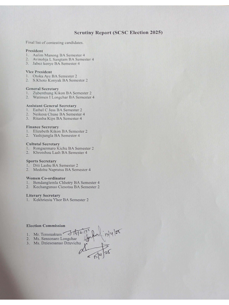 Scrutiny Report For SCSC Election 2025 | PDF