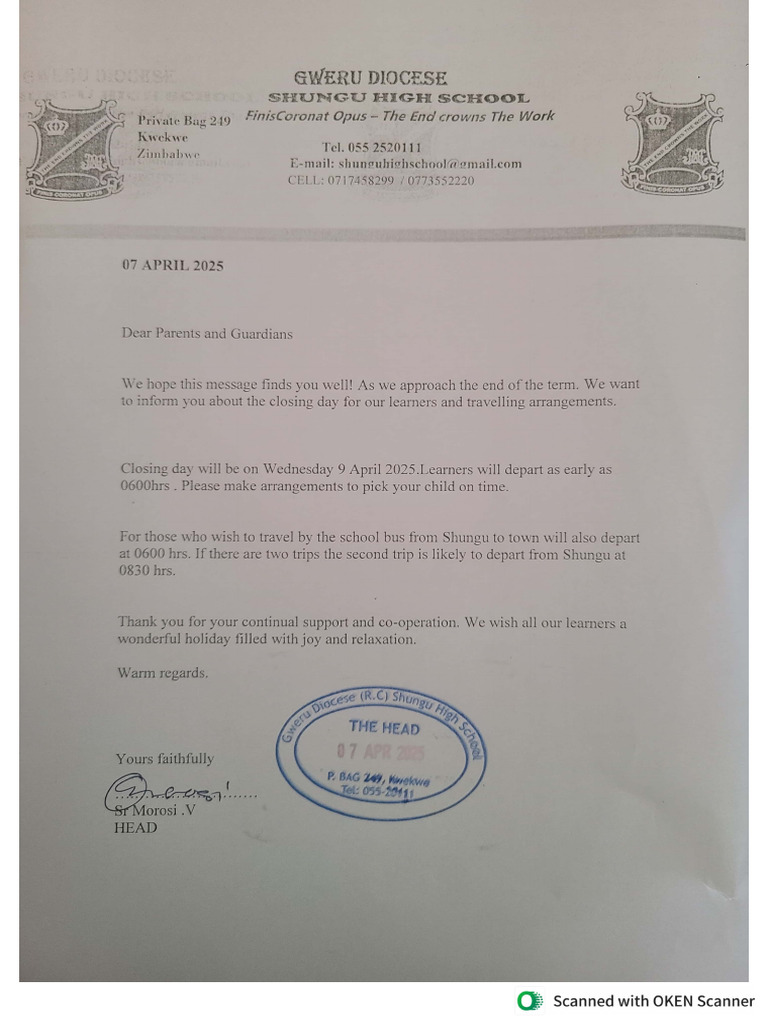 End of Term Closing Arrangements | PDF