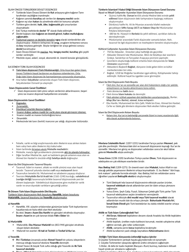 Türk Düşünce Not2 | PDF