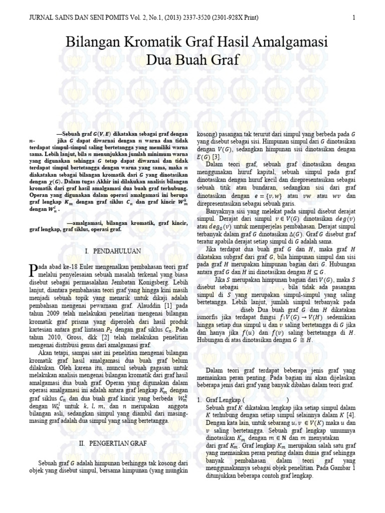 Bilangan Kromatik Graf Hasil Amalgamasi Dua Buah Graf | PDF