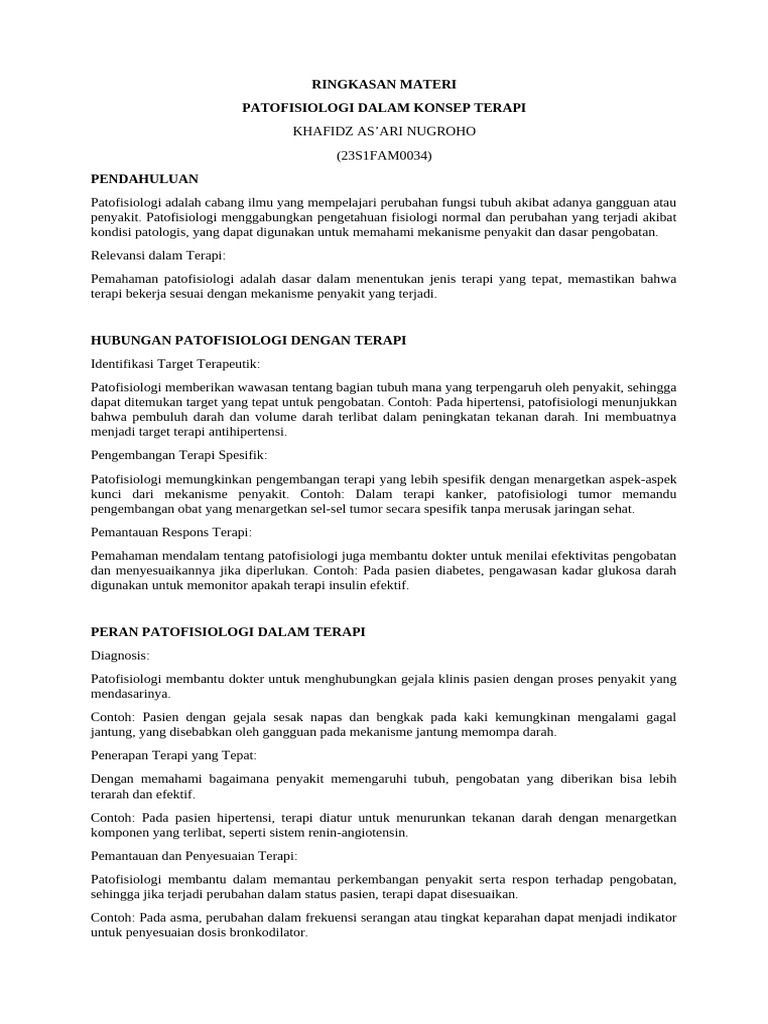 Ringkasan Materi Konsep Terapi | PDF