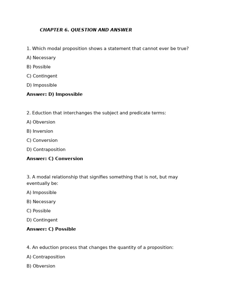 CHAPTER-6.-QUESTION-AND-ANSWER | PDF | Proposition | Logic