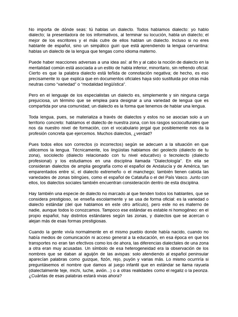 Práctica Comp. 6 | PDF | Dialecto | Lengua española