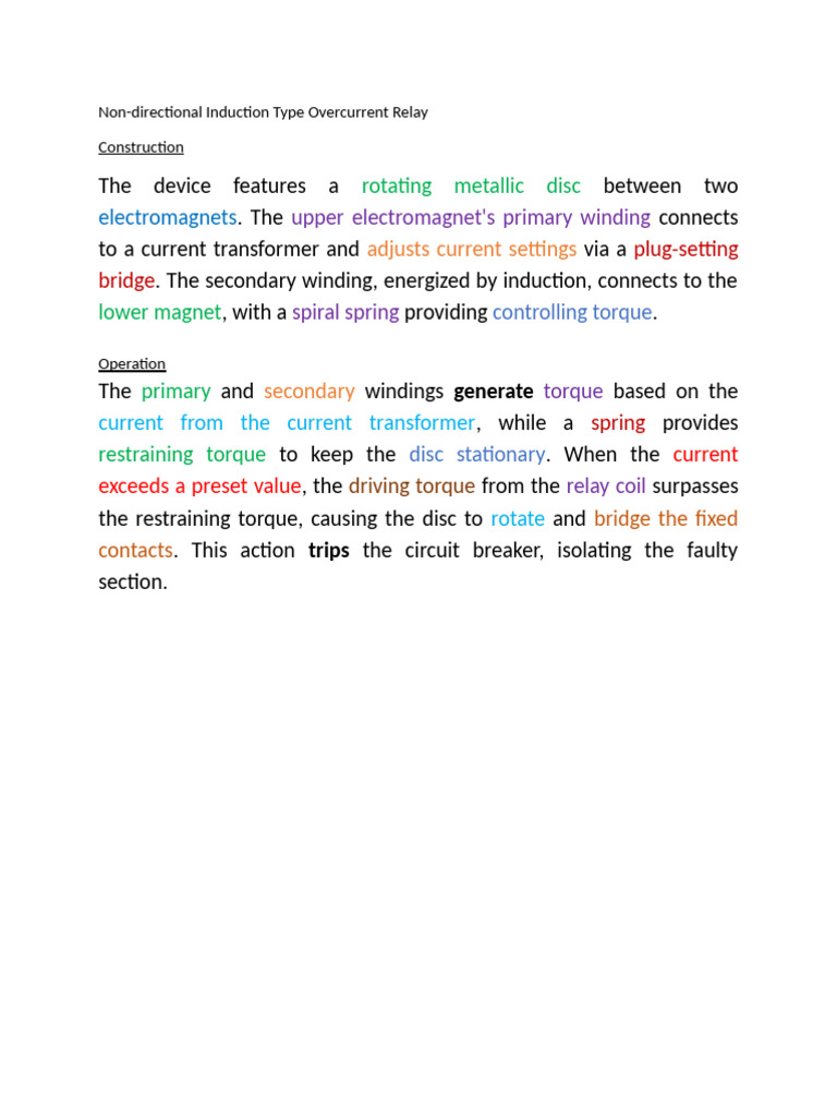 Non-directional Induction Type Overcurrent Relay | PDF