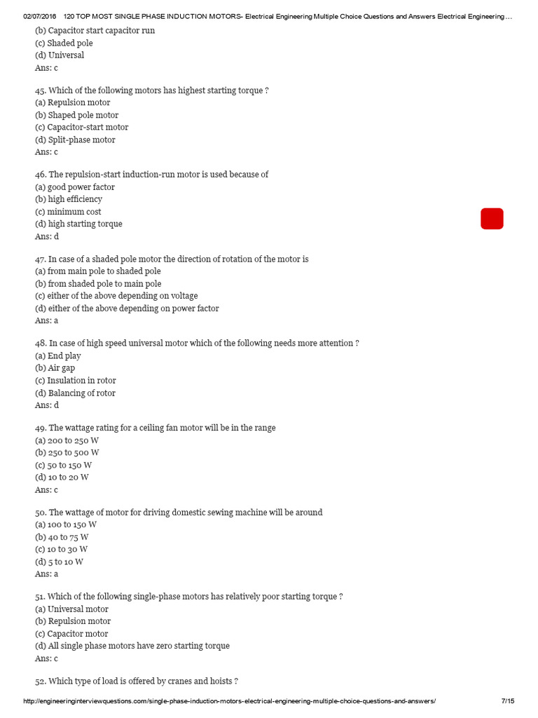 120 Top Most Single Phase Induction Motors Electrical Engineering ...