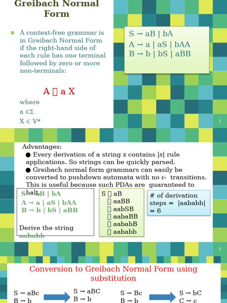 Greibach Normal Form Explained | PDF | Linguistics | Language Mechanics