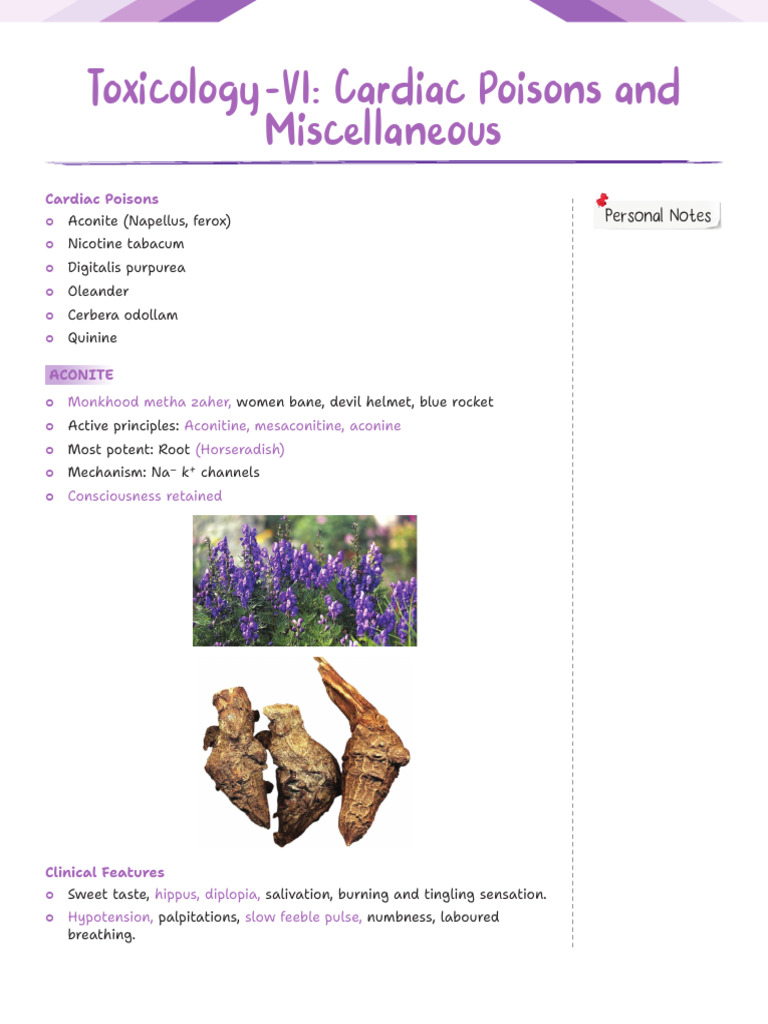 Cardiac Poisons and Their Antidotes | PDF