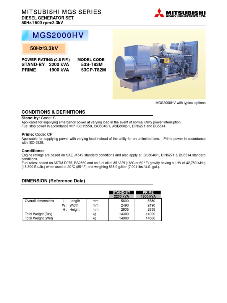 02 MGS2000HV 50Hz 3 | PDF | Diesel Engine | Engines