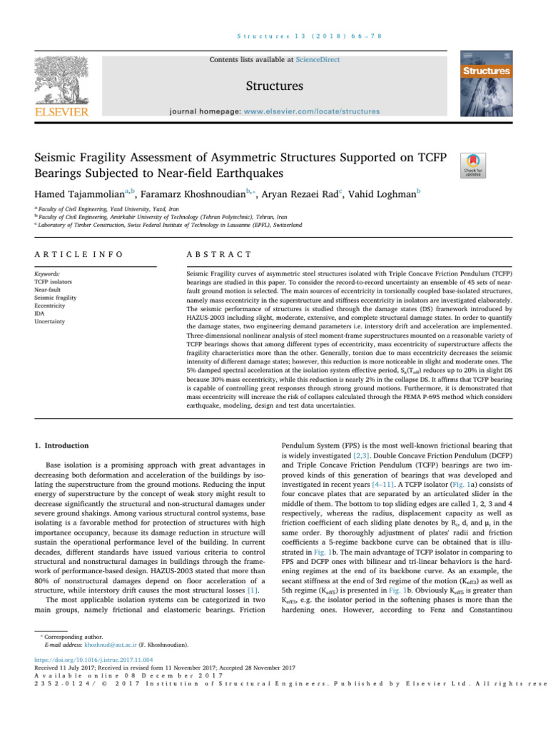 Seismic Fragility Assessment of Asymmetric Structures Supported On TCFP ...