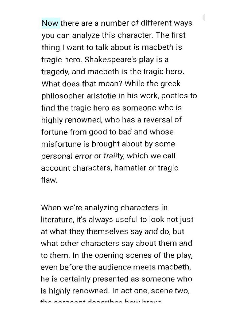 Macbeth Further Character Analysis | PDF