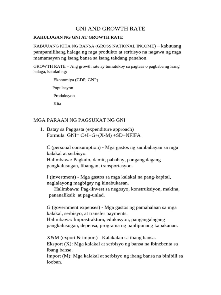 Gni and Growth Rate | PDF