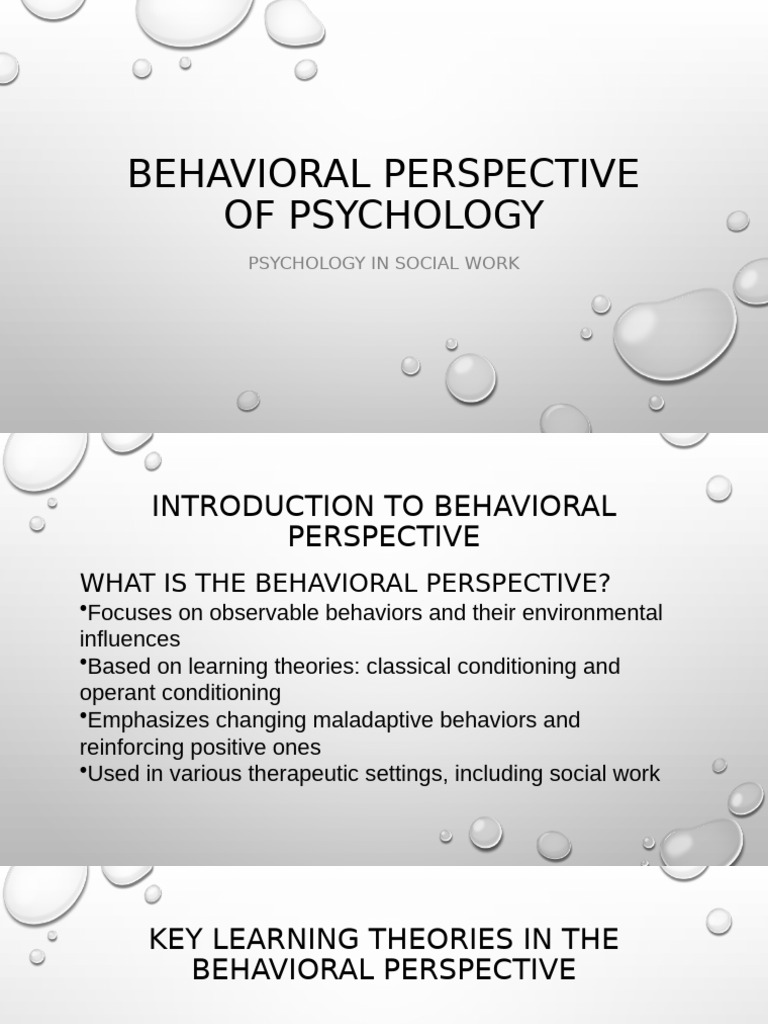 Behavioral Perspective of Psychology Thames | PDF | Behaviorism ...