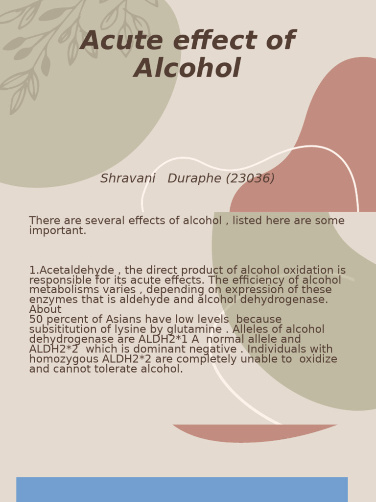 Acute Effects of Alcohol Metabolism | PDF