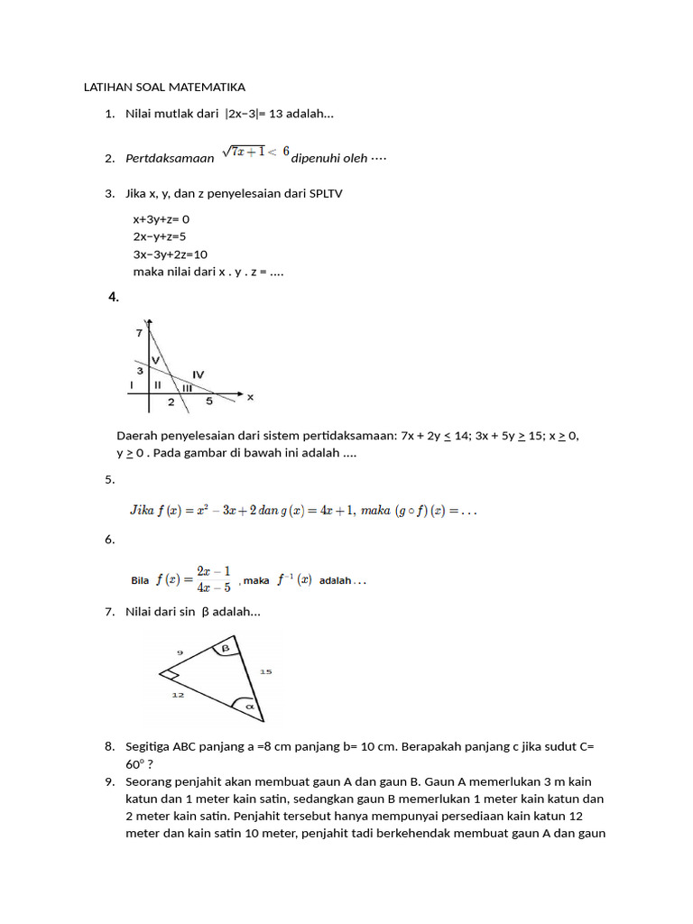 Latihan Soal Matematika Xii | PDF