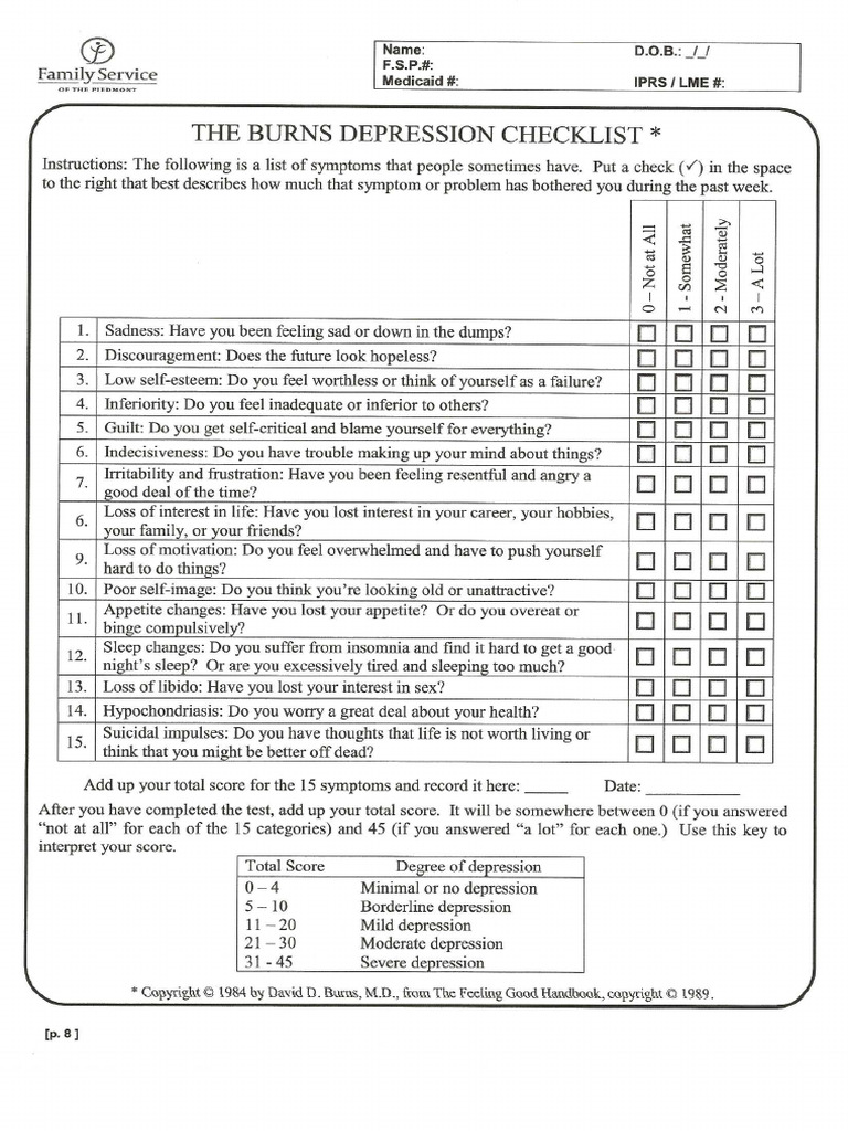 Anxiety and Depression Assessment For Therapy | PDF