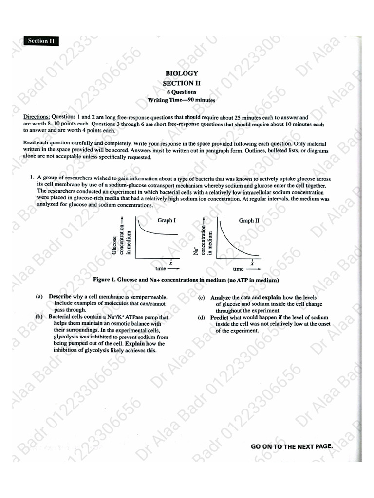 AP bio MOCK1- SEC2-Copy | PDF
