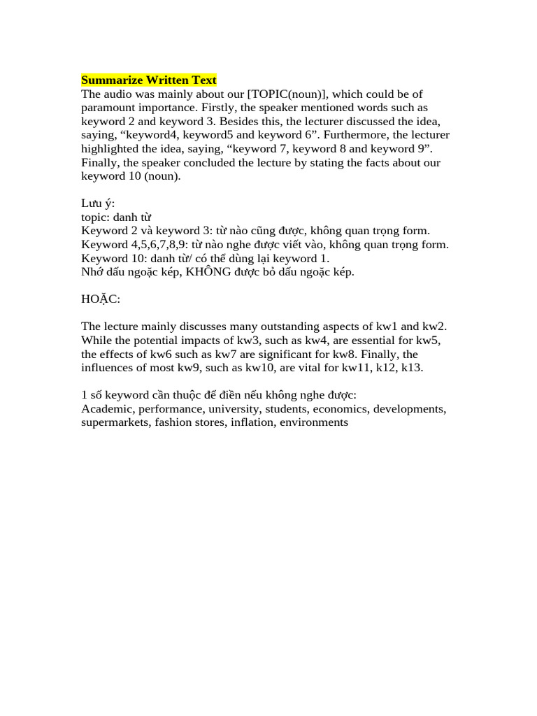 Summarize Written Text | PDF