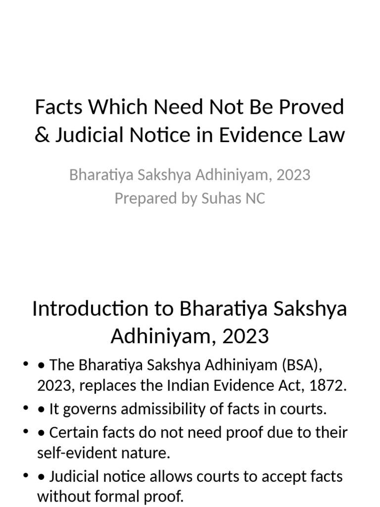 Judicial Notice in BSA 2023 Explained | PDF