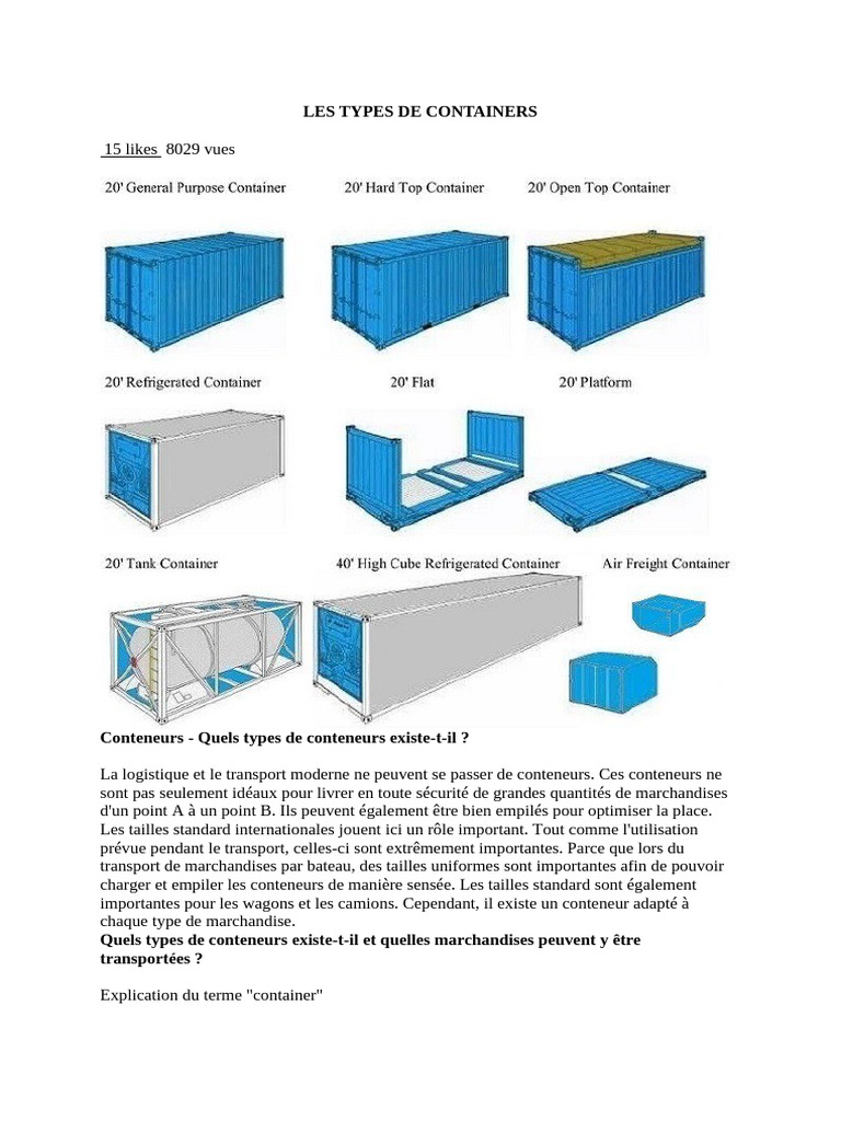 Types de conteneurs maritimes expliqués | PDF