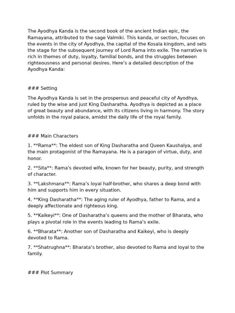 The Ayodhya Kanda Ramayana | PDF | Ramayana | Rama