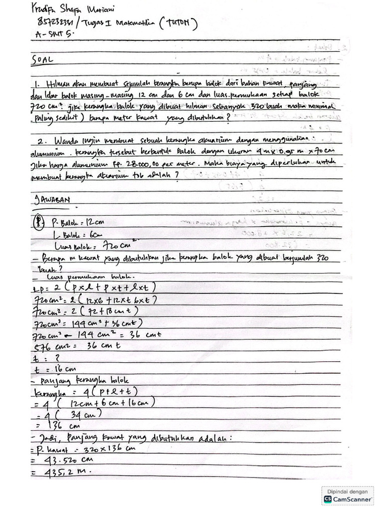 Tuton - Tugas 1 MTK - 857232331 - Pradifasm | PDF