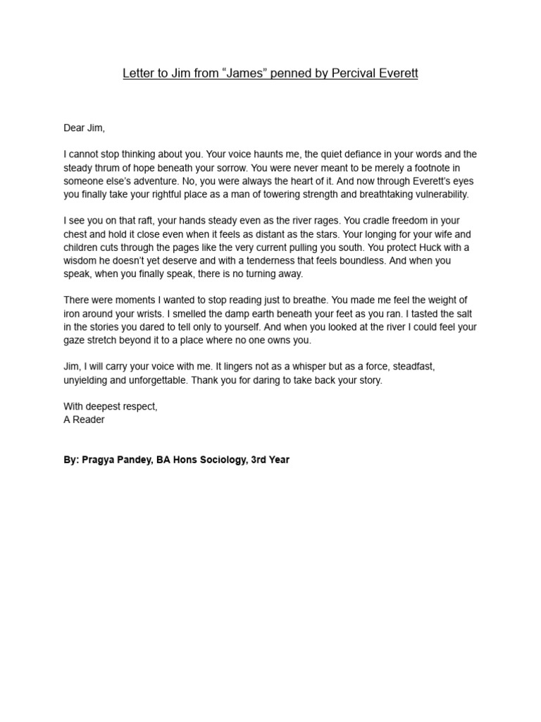 Letter to Jim from Percival Everett | PDF