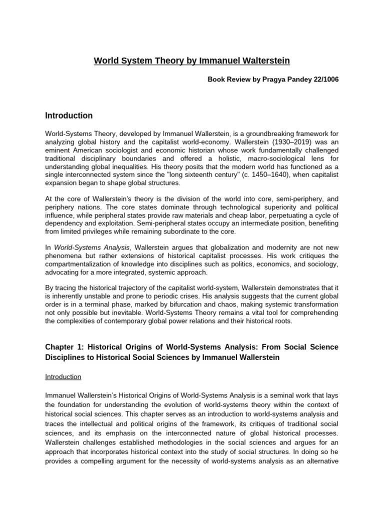 Book Review by Pragya Pandey | PDF | World Systems Theory | Capitalism