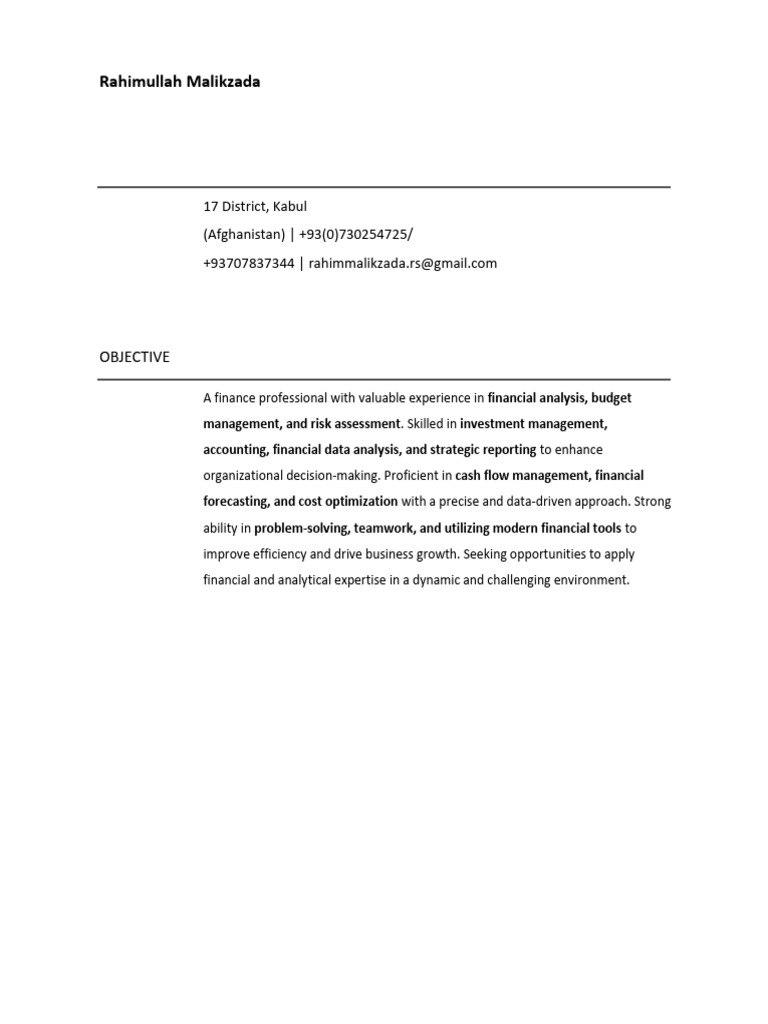 Rahimullah Malikzada New1 | PDF | Apprenticeship | Cash