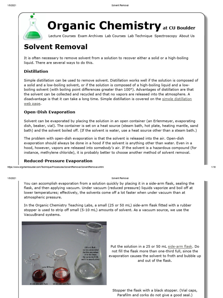 Reduced Pressure Solvent Evaporation Guide | PDF | Distillation ...