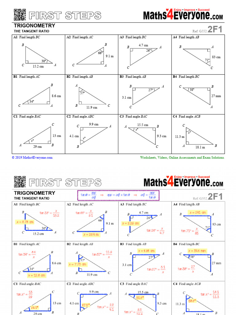 Trigonometry The Tangent Ratio 20429 | PDF | Trigonometry | Triangle ...