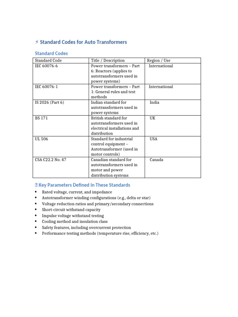 Auto - Transformer - Standard - Codes | PDF