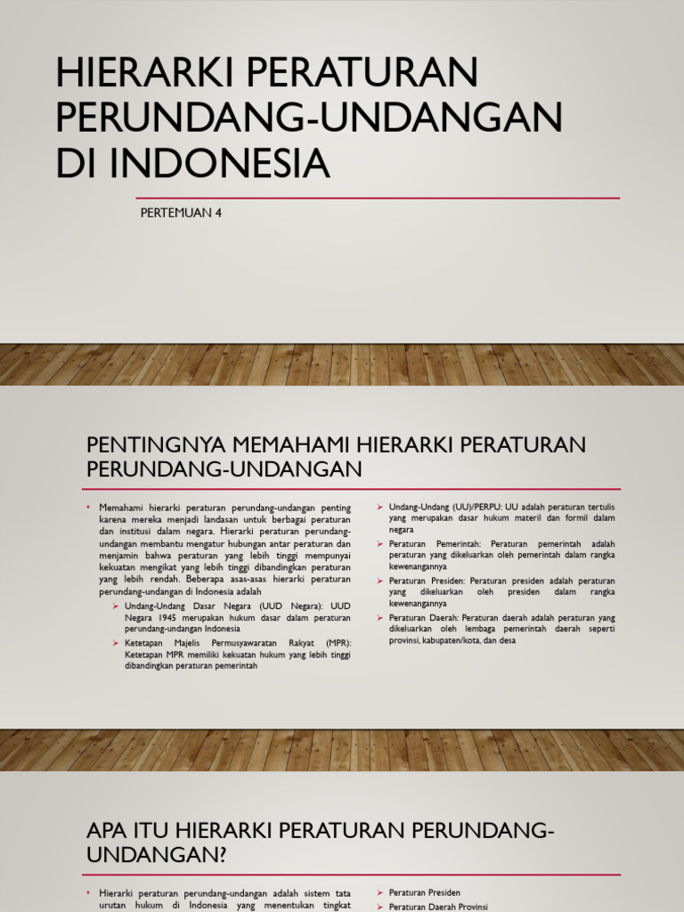Per 4 HIERARKI PERATURAN PERUNDANG-UNDANGAN DI INDONESIA | PDF