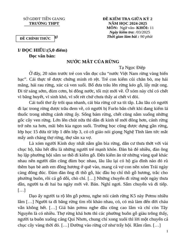 De Kiem Tra Giua Ki 2 | PDF