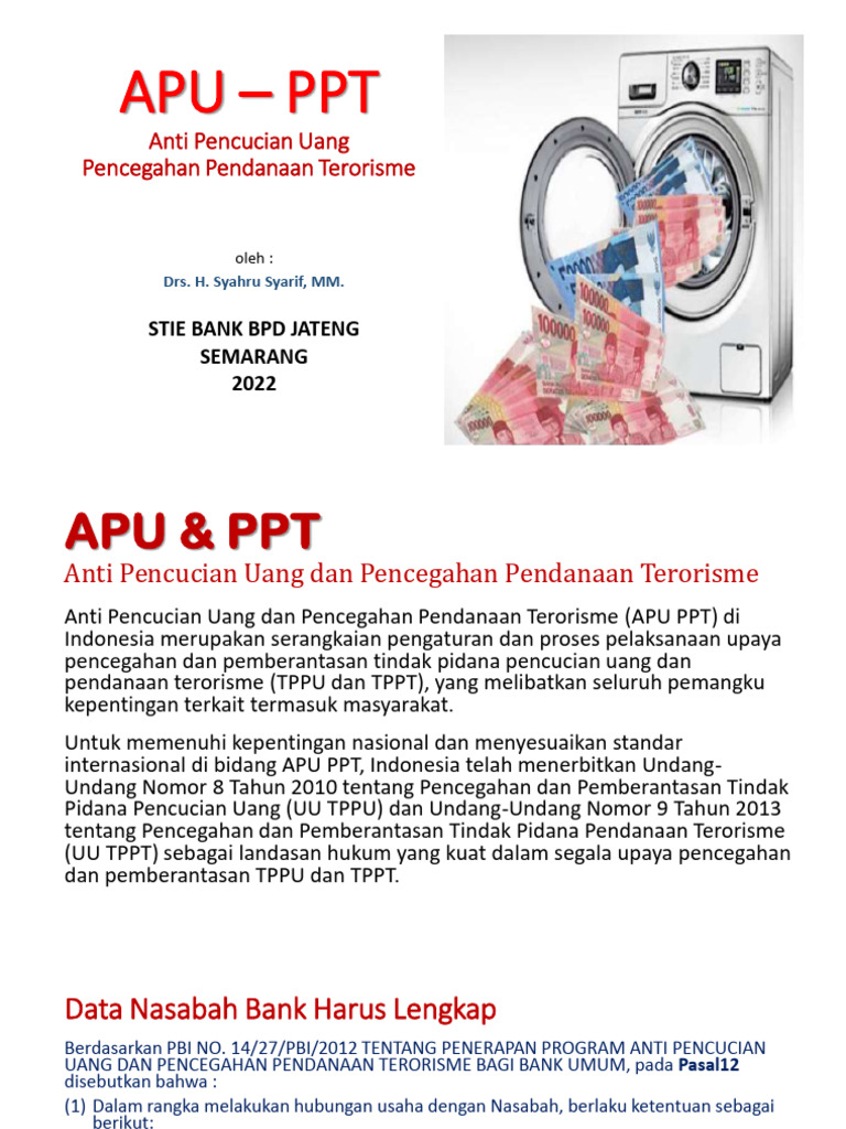 APU dan PPT: Regulasi di Indonesia | PDF