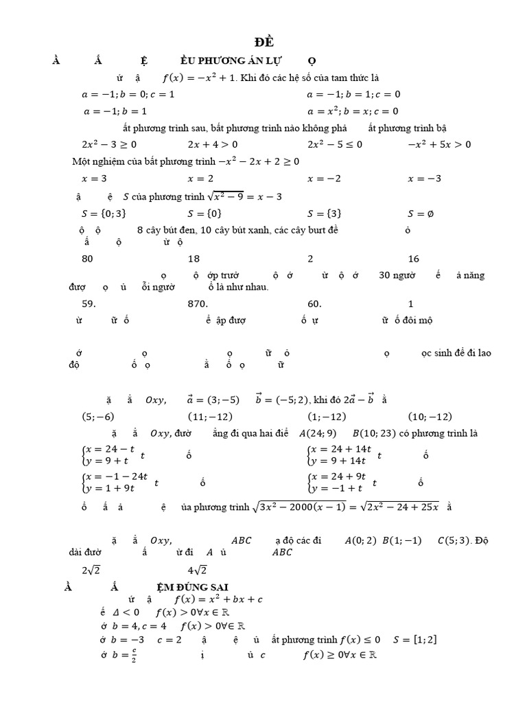 ĐỀ CƯƠNG GIỮA HKII TOÁN 1 | PDF