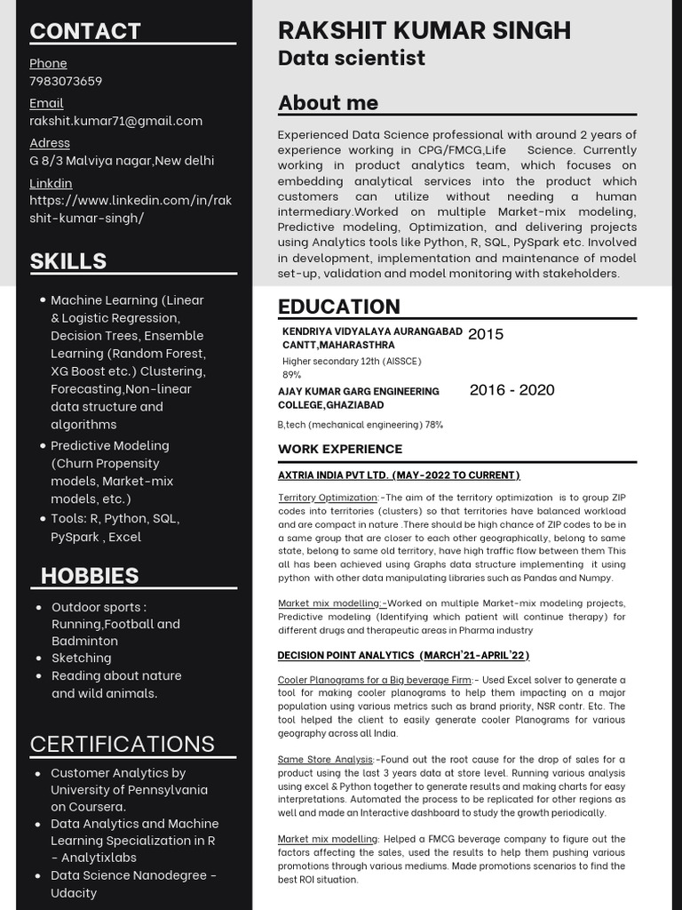 Rakshit - Kumar - Singh - Resume | PDF | Analytics | Apache Spark